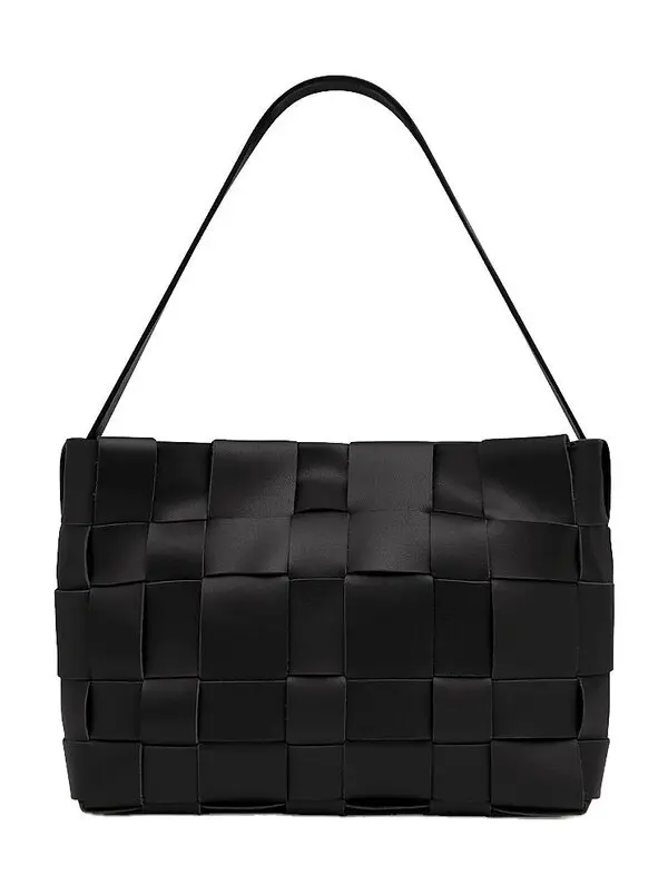 ST. AGNI Mini Woven Leather Tote - Black