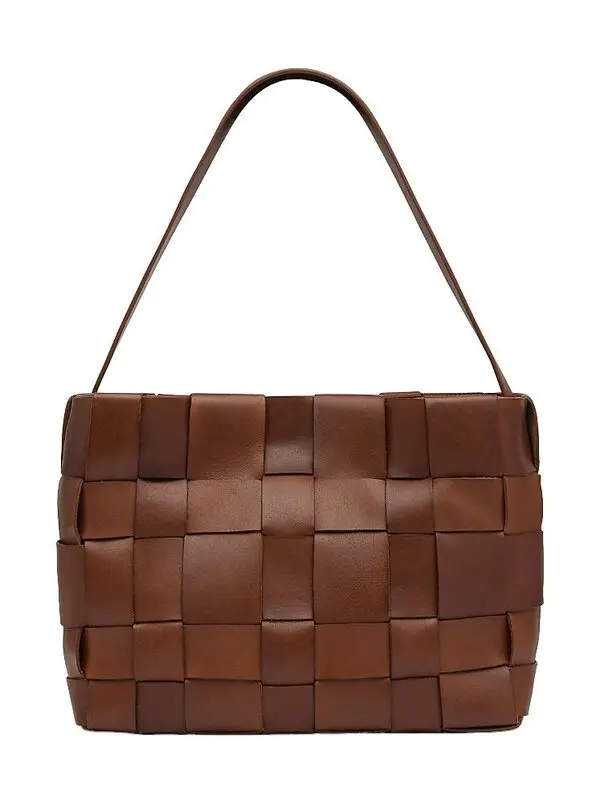ST. AGNI Mini Woven Leather Tote - Chestnut