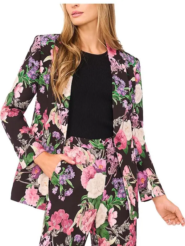 Ted Baker London Floral Notched Lapel Blazer - Rich Black