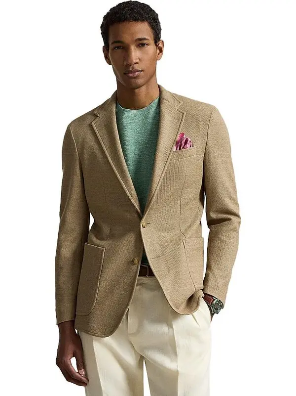 Polo Ralph Lauren Soft Tailored Fit Knit Linen Jacket - Khaki