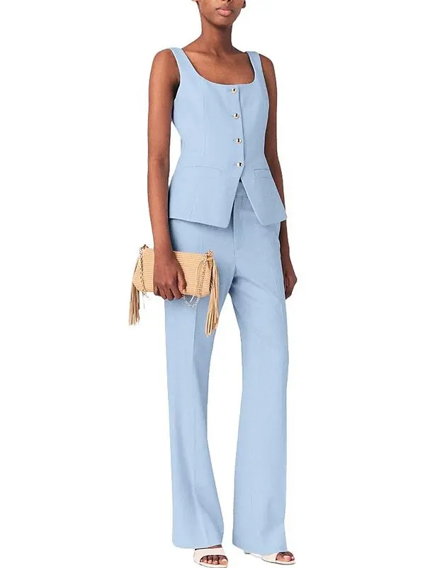 Maje Pigalue Pleated Suit Pants - Blue Sky
