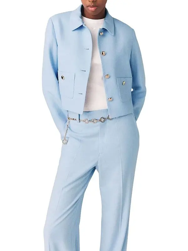 Maje Viguly Cropped Jacket - Blue Sky