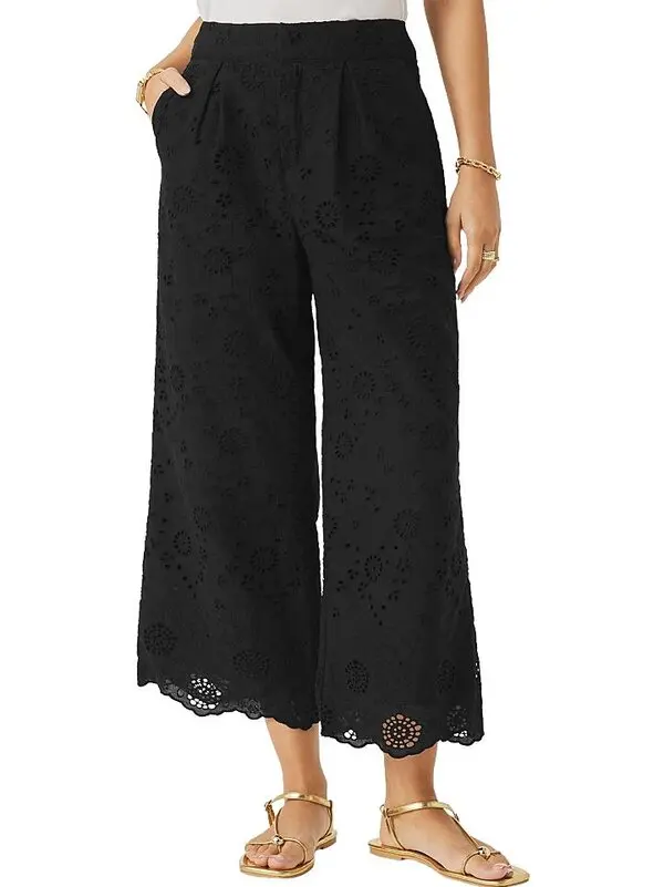 Splendid Eyelet Cropped Pants - Black