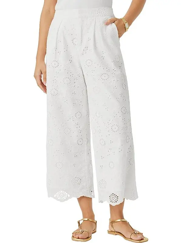 Splendid Eyelet Cropped Pants - White