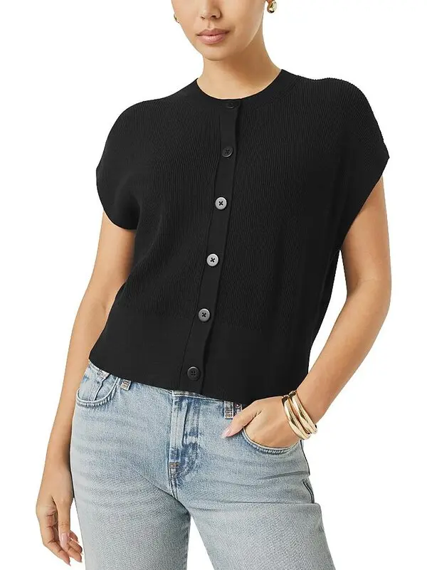 Splendid Sleeveless Knit Cardigan - Black