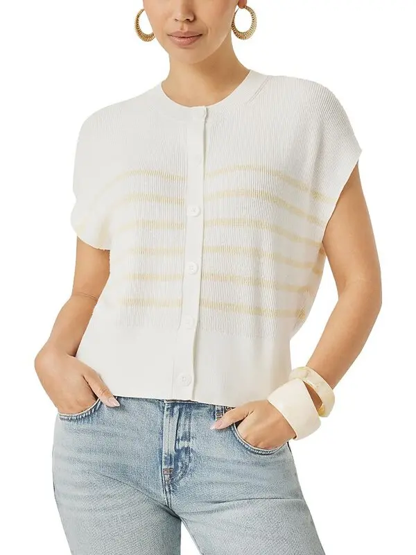 Splendid X Cj Stripe Cardigan Sweater - White/daybreak