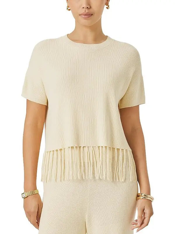 Splendid Short Sleeve Fringe Sweater - Daybreak