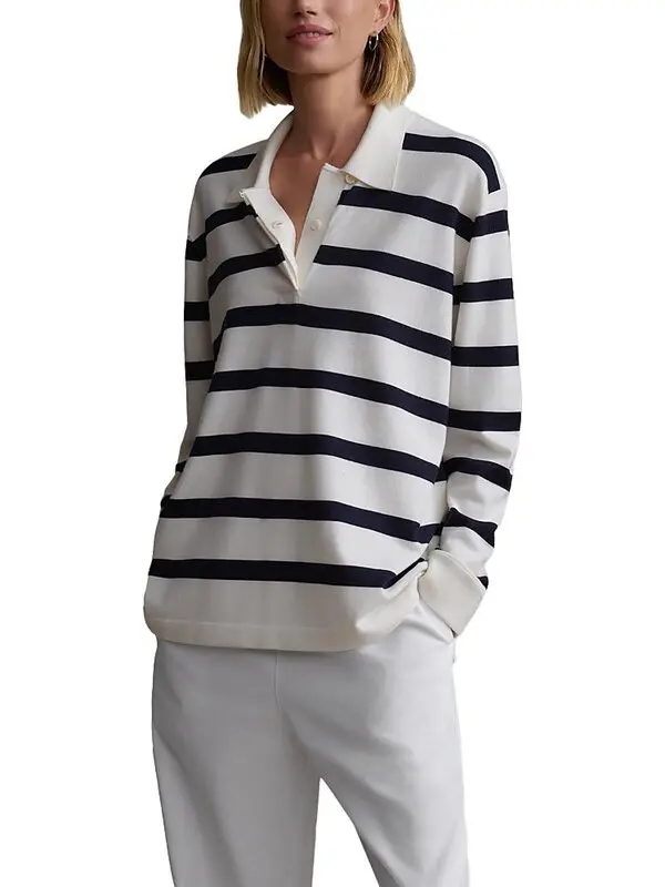 Jenni Kayne Post Polo Sweater - Ivory/navy