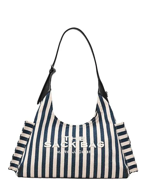 Marc Jacobs Sack Belted Stripe Canvas Bag - Blue Sea Moss