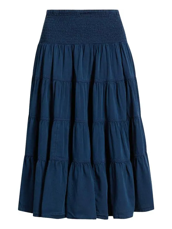 BDG URBAN OUTFITTERS Bea Cotton Tiered Skirt - Blue