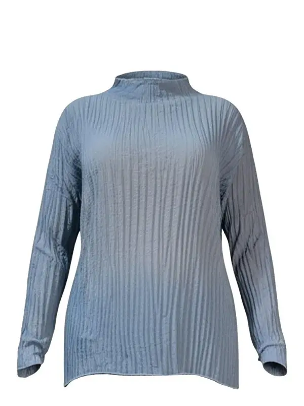 Baacal Esme Pleated Funnel Neck Top - Coppen Blue