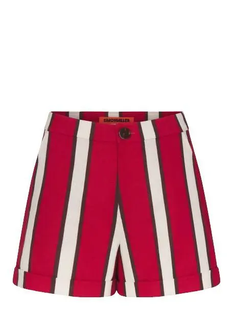 SIMONMILLER Como Linen Shorts - Venetian Red Stripe
