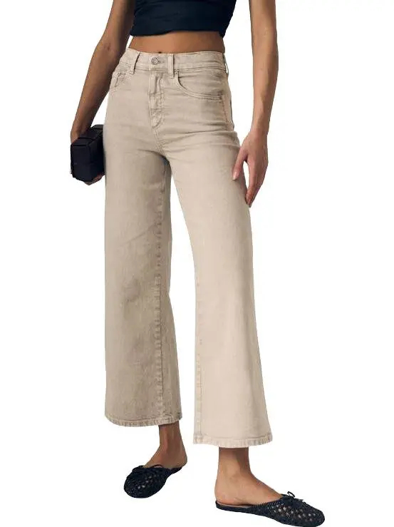 LE JEAN Juliette High-waist Wide-leg Jeans - Desert Sands