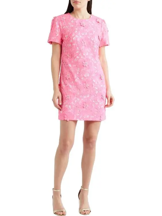 Lilly Pulitzer® Malena Embellished Lace Shift Dress - Cherry Blossom Pink