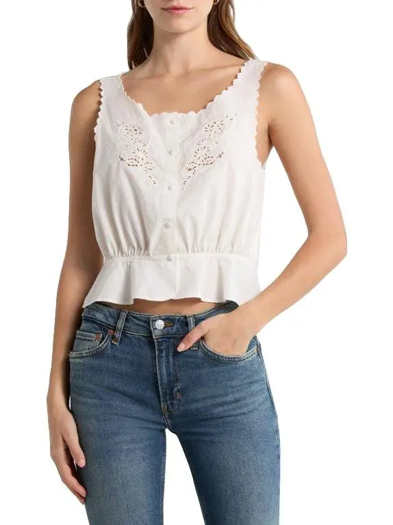 RE/DONE Jerry Eyelet Tank - Vintagewhite