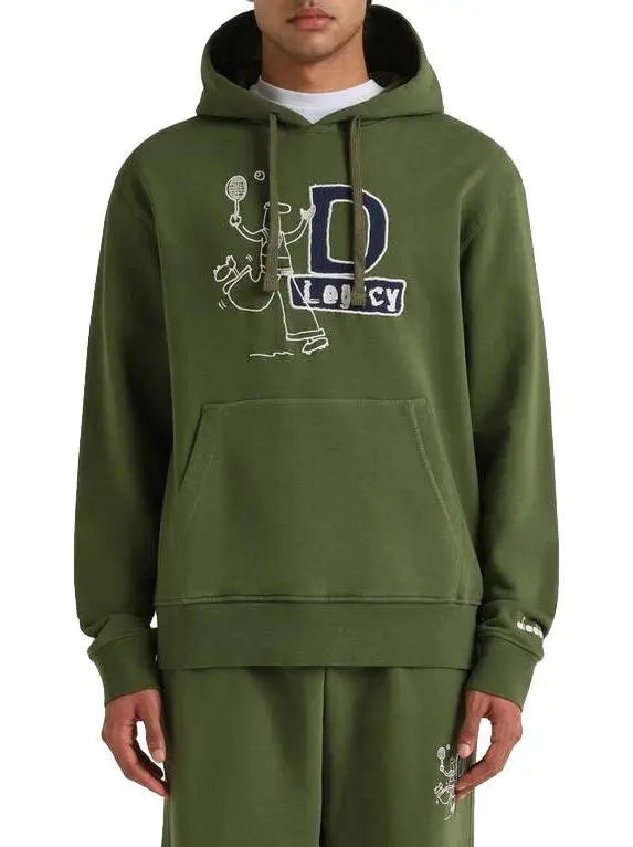 DIADORA Legacy Embroidered Fleece Hoodie - Green Botanic