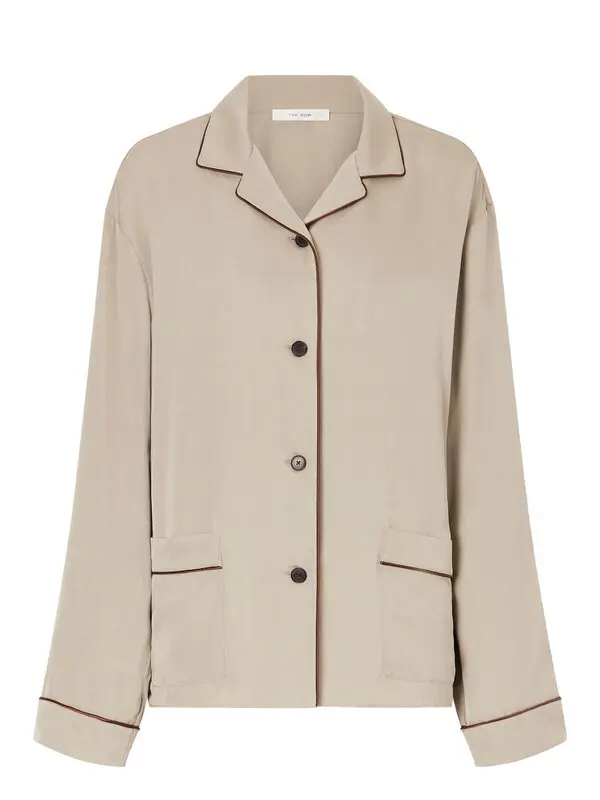 THE ROW Clarinda Piped Silk Shirt - Neutrals