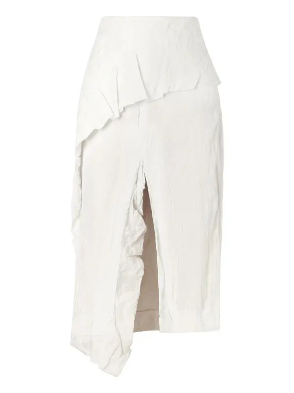 Proenza Schouler Crinkled Twill Draped Midi Skirt - Neutrals