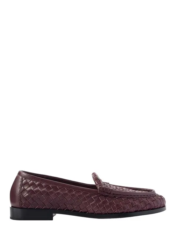 Bottega Veneta Silenzio Intrecciato Leather Loafers - Red