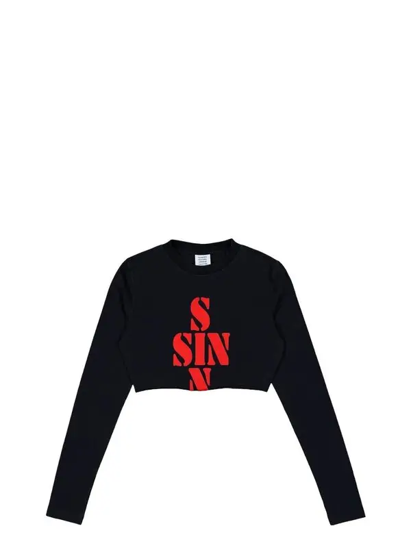 Vetements Sin Cropped Longsleeve - Black