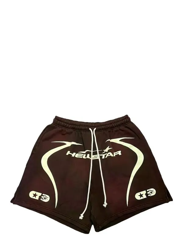 HELLSTAR Graphic Print Track Shorts - Brown
