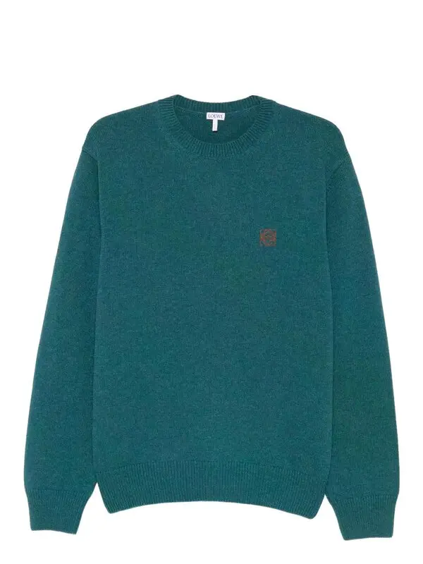 Loewe Logo-embroidered Crew-neck Sweater - Green