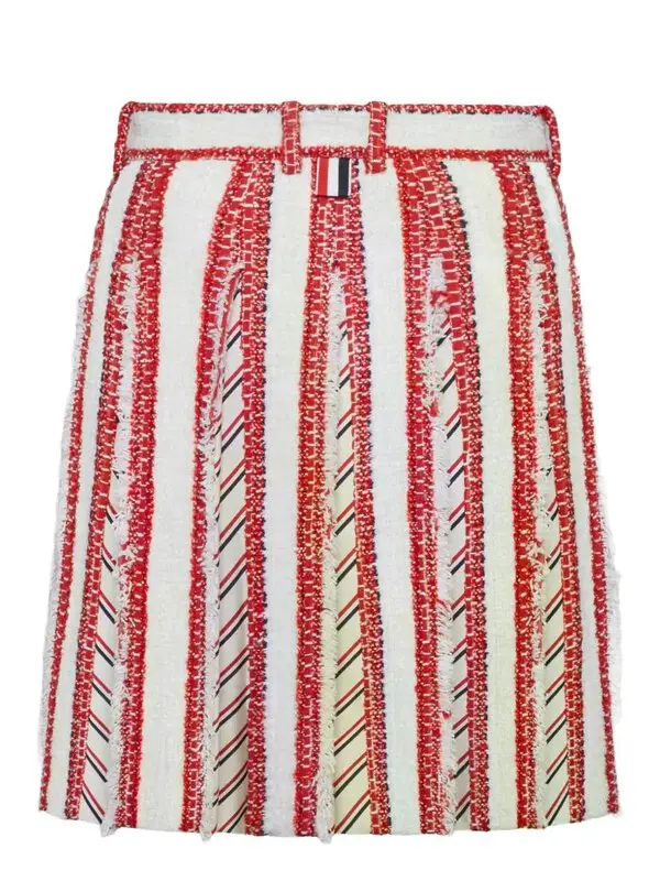 Thom Browne Pleated Tweed Mini Skirt - White