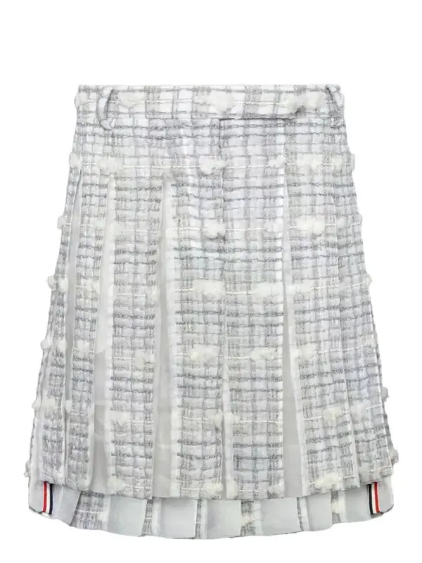 Thom Browne Repp Striped Pleated Midi Skirt - White