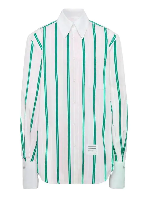 Thom Browne Striped Oversized Shirt - Pink