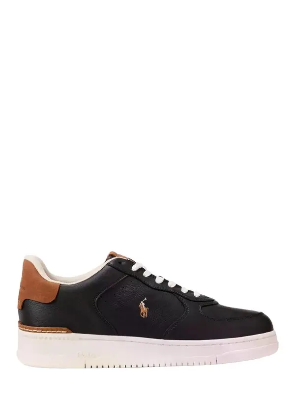 Polo Ralph Lauren Logo-detail Leather Sneakers - Black