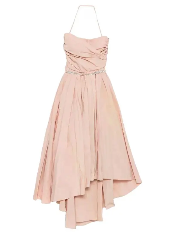 Pinko Strapless Ruched Asymmetric Midi Dress - Pink