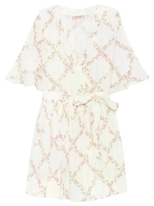 TWINSET Floral Tie-waist Dress - White