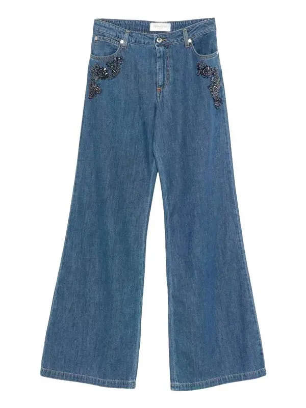 ERMANNO FIRENZE Crystal-embellished Jeans - Blue