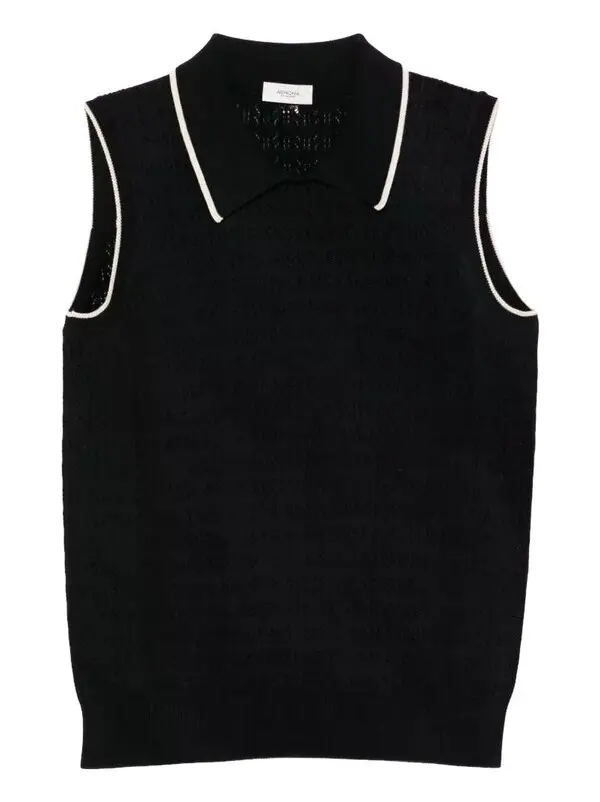 Agnona Sleeveless Perforated Knit Vest - Black