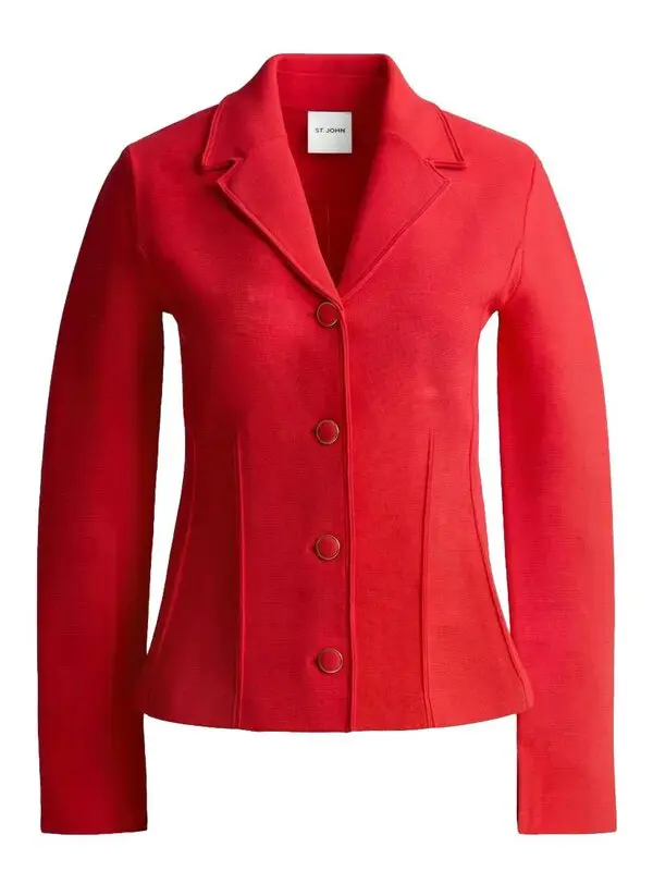 St. John Valley Knit Long Sleeve Jacket - Red