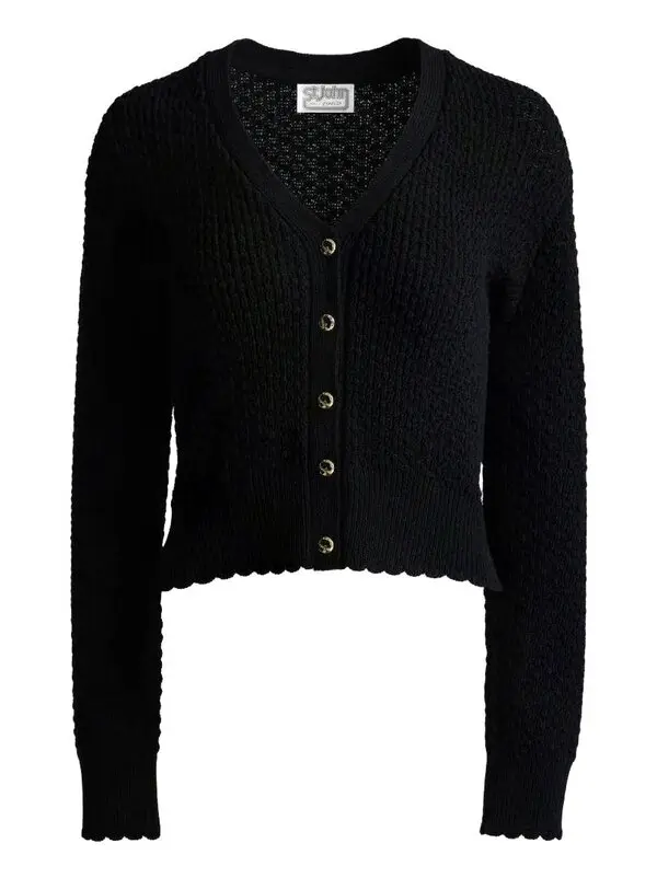 St. John Crepe Knit Cardigan - Black
