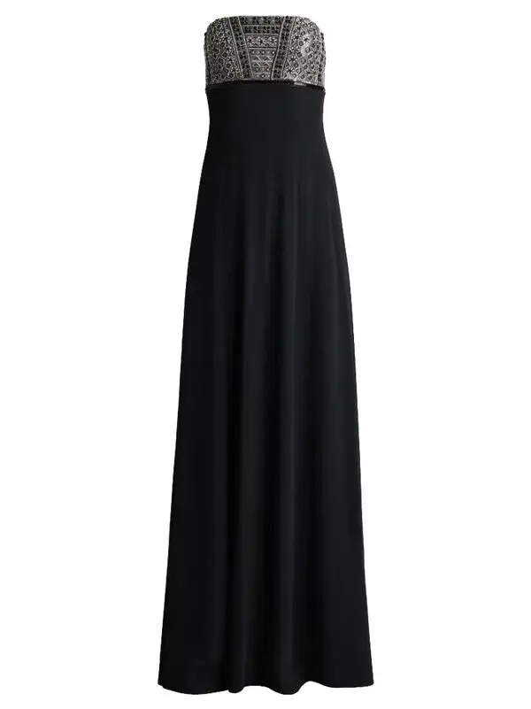 St. John Beaded Strapless Maxi Gown - Black