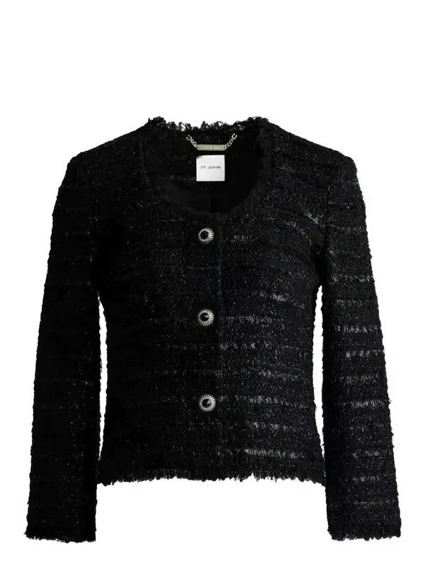 St. John Tweed Scoop Neck Jacket - Black