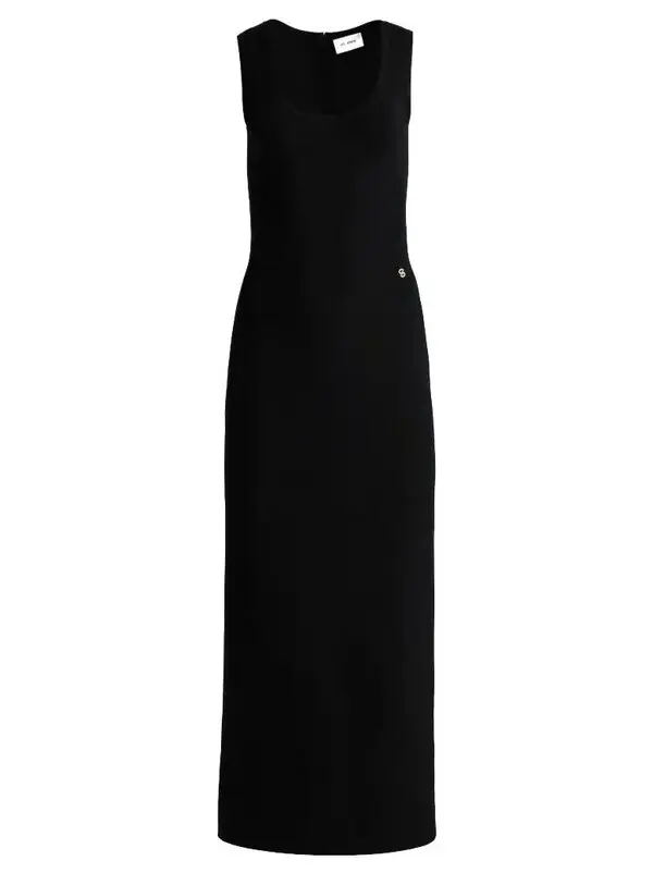 St. John Scoop-neck Logo Midi Dress - Black