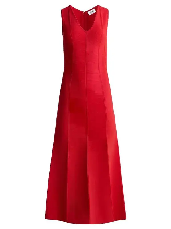 St. John Knit Sleeveless Midi Dress - Red