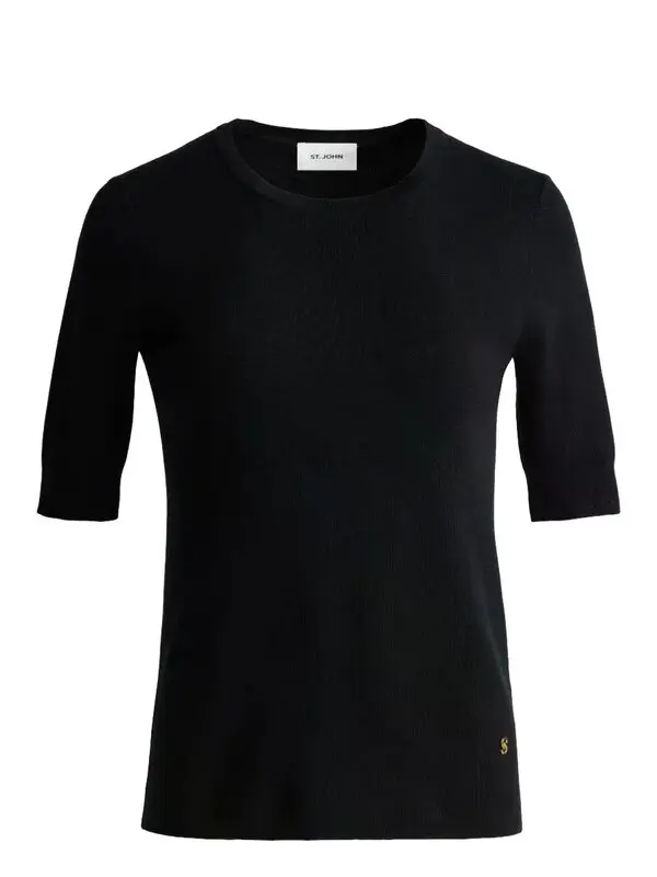 St. John Short-sleeve Cotton T-shirt - Black