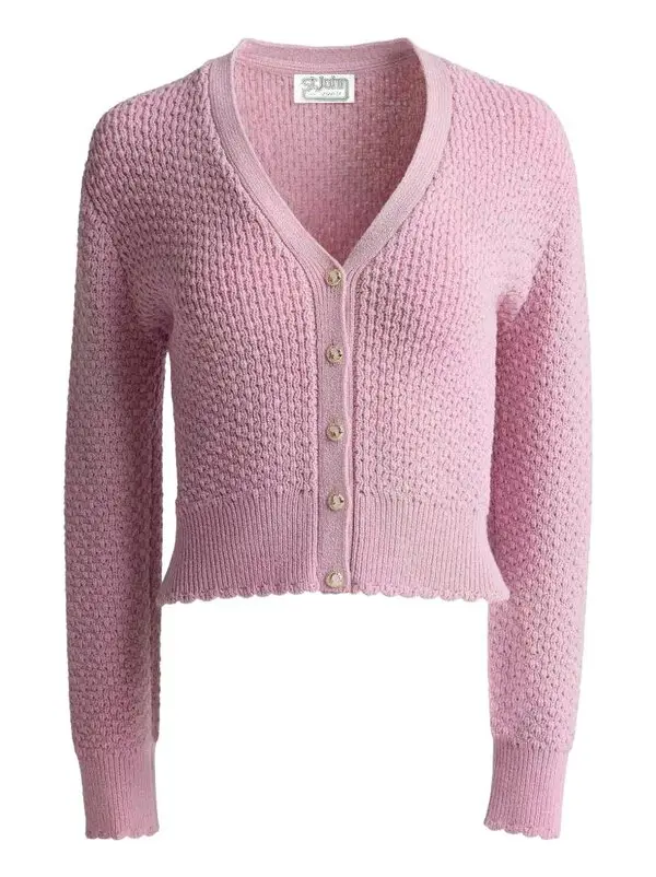 St. John Perle Crepe Knit Cardigan - Pink