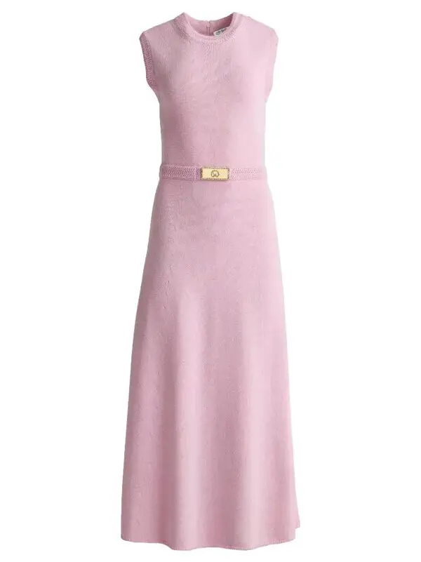 St. John Braid Detail Midi Dress - Pink