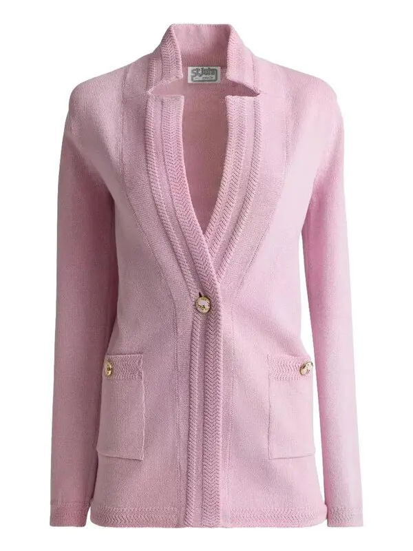 St. John Pocket Button Knit Jacket - Pink