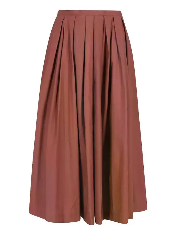 ROBERTO COLLINA Pleated Midi Skirt - Brown