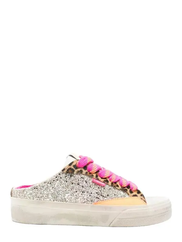 CRIME LONDON Glitter Leopard-pattern Slip-on Sneakers - Grey