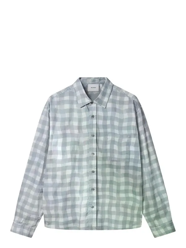 Axel Arigato Distort Gingham Pocket Shirt - Blue
