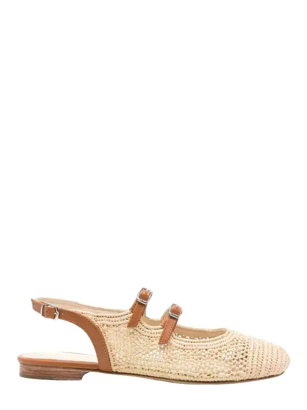 CAREL Balma Buckle-strap Woven Flat Pumps - Neutrals