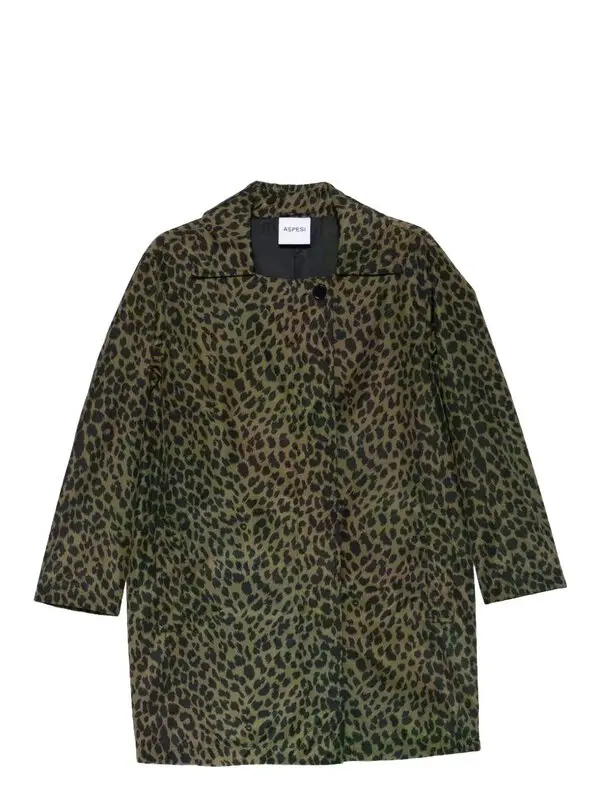 Aspesi Animal-print Overcoat - Green
