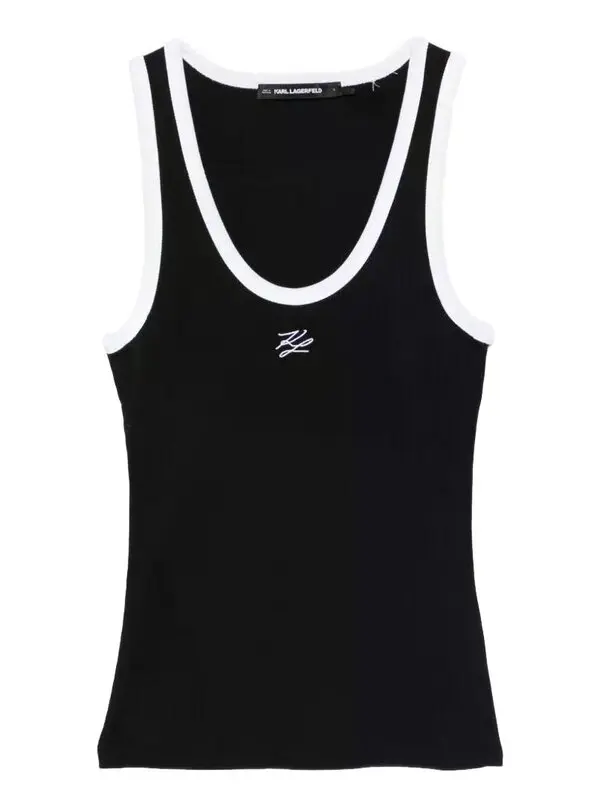 Karl Lagerfeld Autograph Logo Tank Top - Black